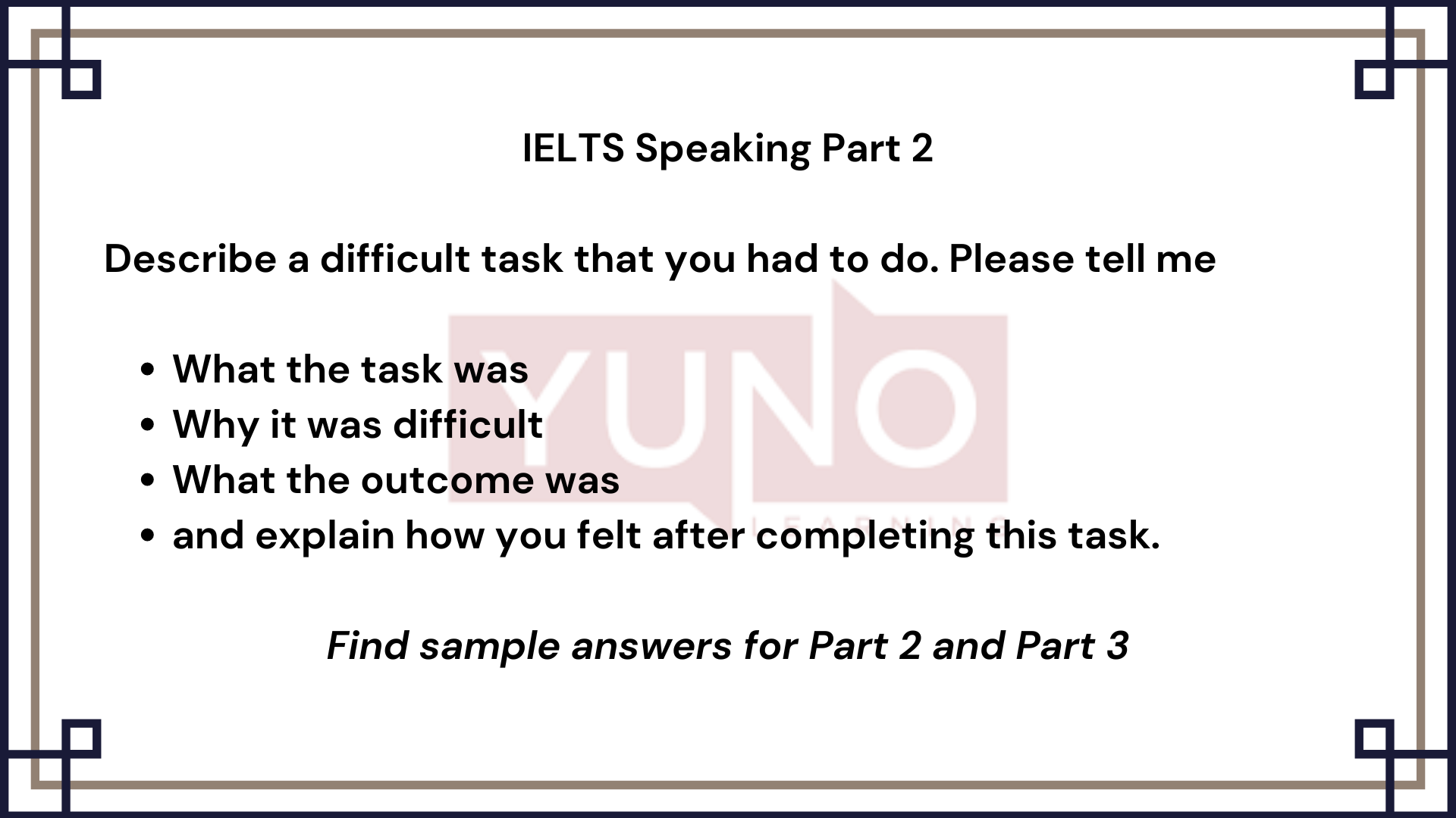 May Ielts Speaking Part Task Sample Answer