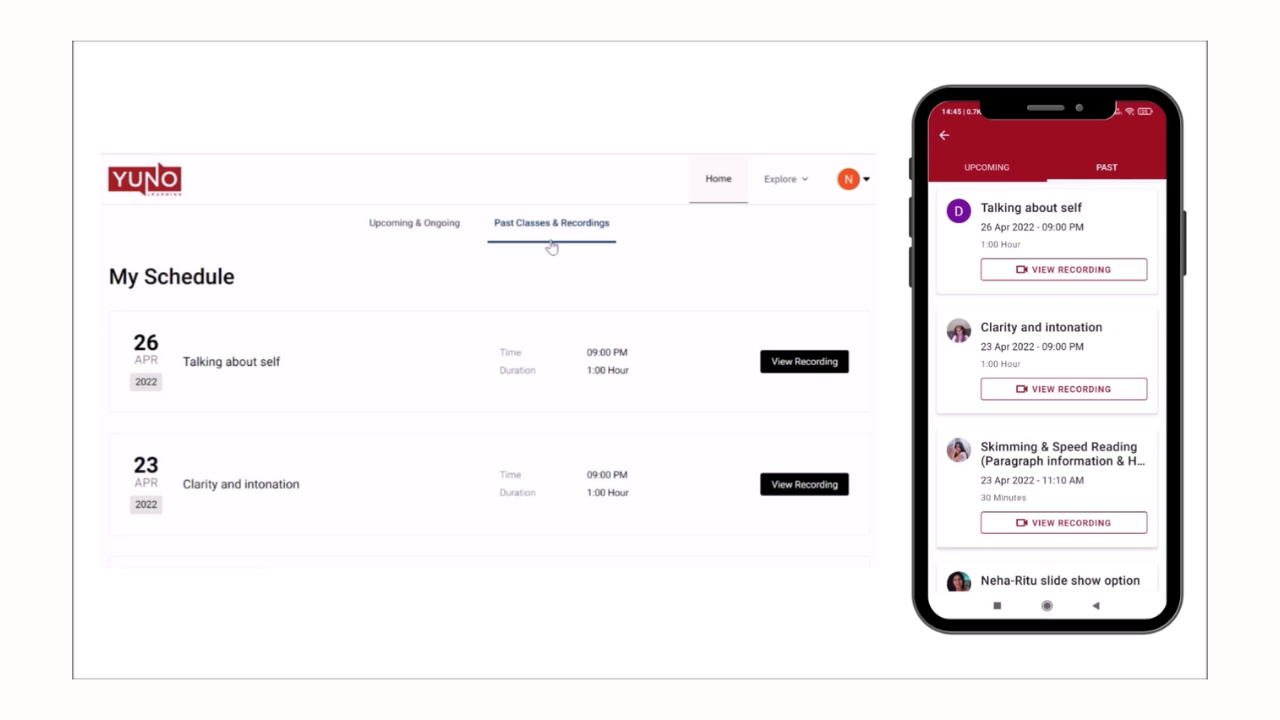 How to View Recordings of Past Classes | Yuno Learning
