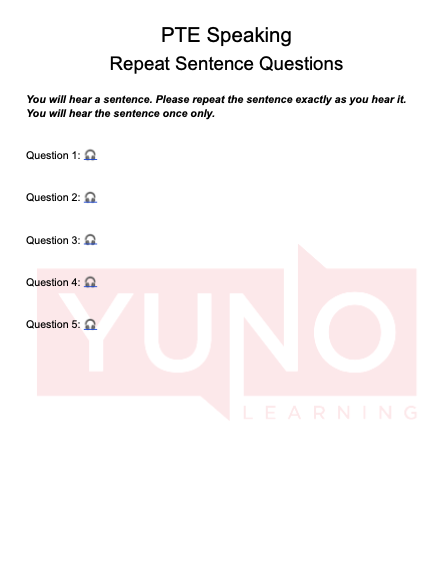Free PTE Speaking Practice Test: Repeat Sentence - Yuno Learning