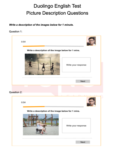 Free Duolingo Writing Practice Test: Picture Description Questions ...