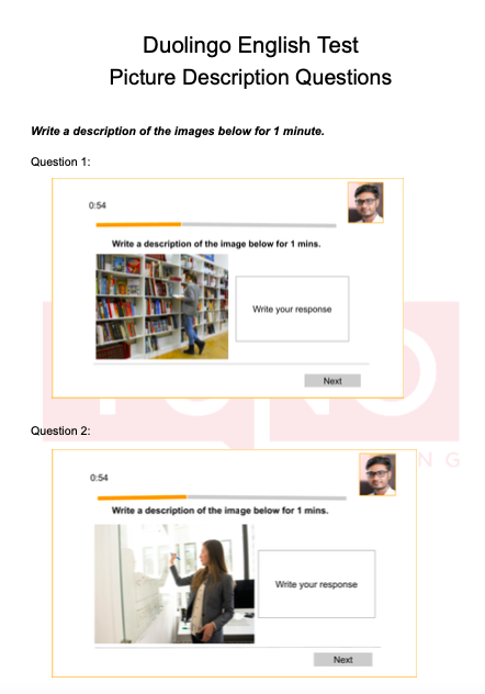 Duolingo Write about the Photo Practice Questions April 2024 - Yuno ...
