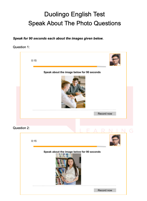 Duolingo Speak about the Photo Practice Questions April 2024 - Yuno ...