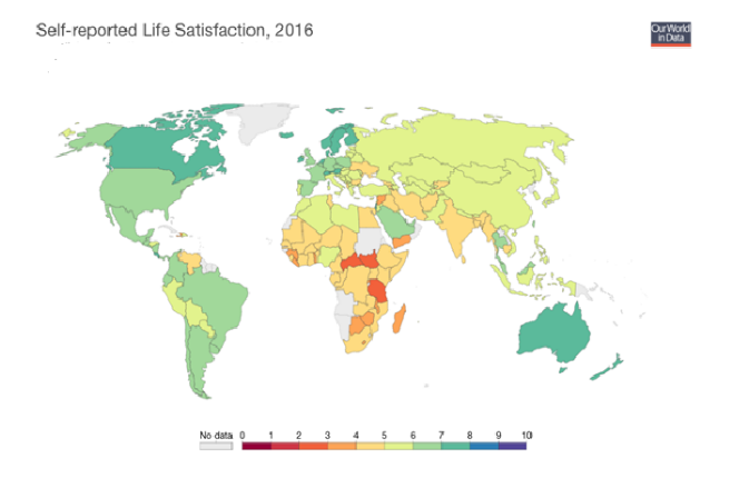 Academic – Writing Task 1 Self-Reported Life Satisfaction: Map - Yuno ...